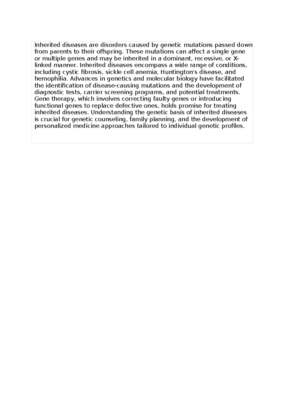The Genetics of Inherited Diseases - Inherited diseases are disorders ...
