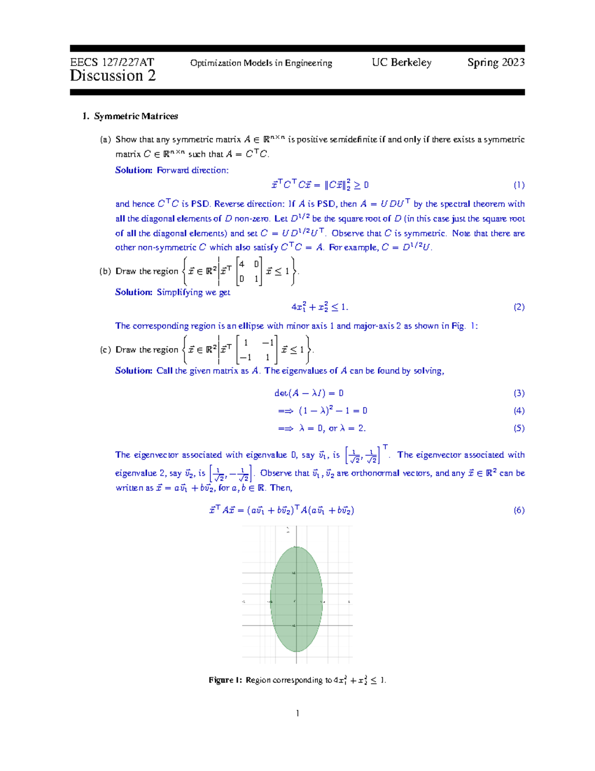 Dis02 sol - This is the solution to discussion 2 - EECS 127/227AT ...