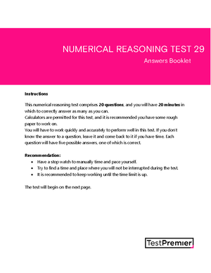 Numerical TEST 28 Answer - Instructions This numerical reasoning test ...
