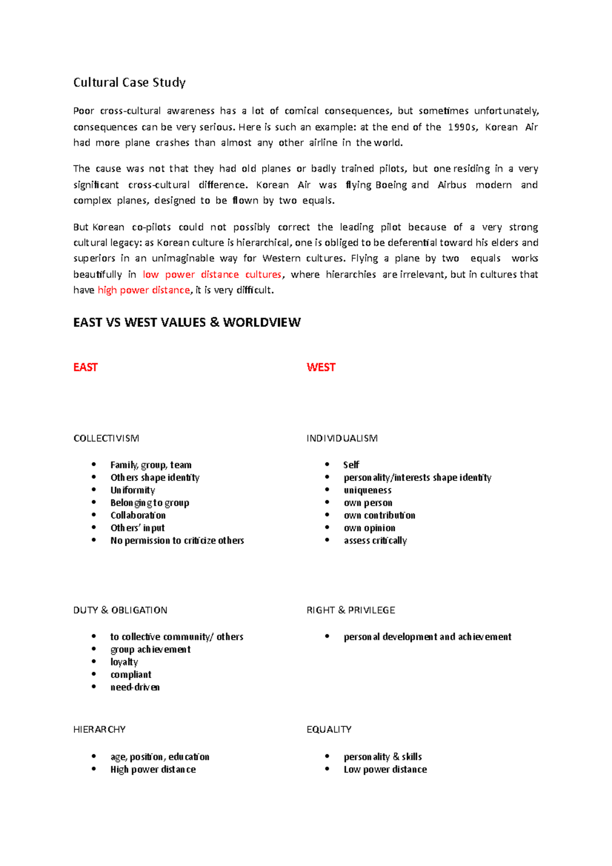 Cultural Case Study east vs. west - Cultural Case Study Poor cross ...