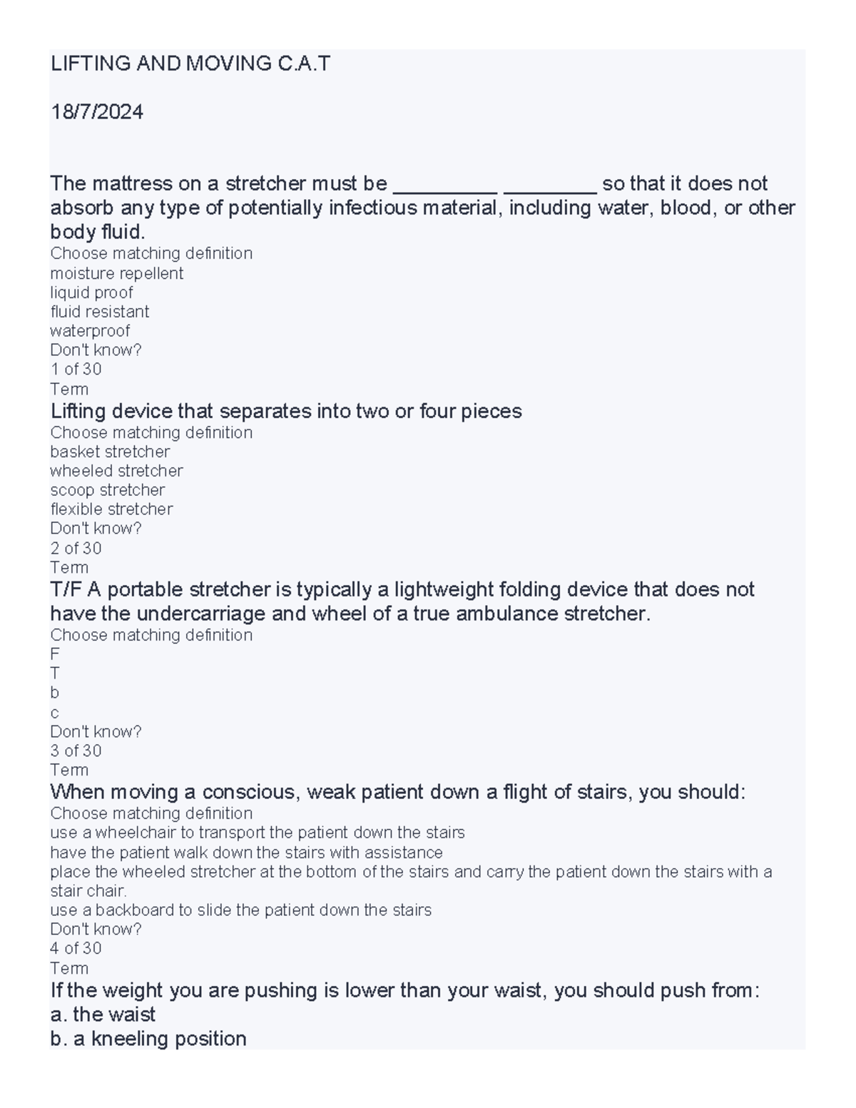 Lifting AND Moving CAT - LIFTING AND MOVING C.A 18/7/ The mattress on a ...