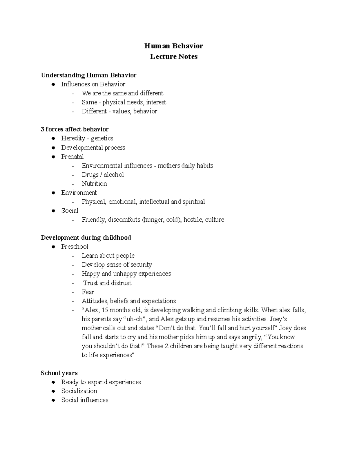 Human Behavior - Human Behavior Lecture Notes Understanding Human ...