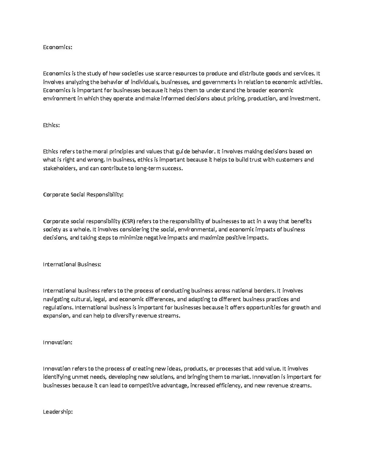 Buss - Buss - Economics: Economics is the study of how societies use ...