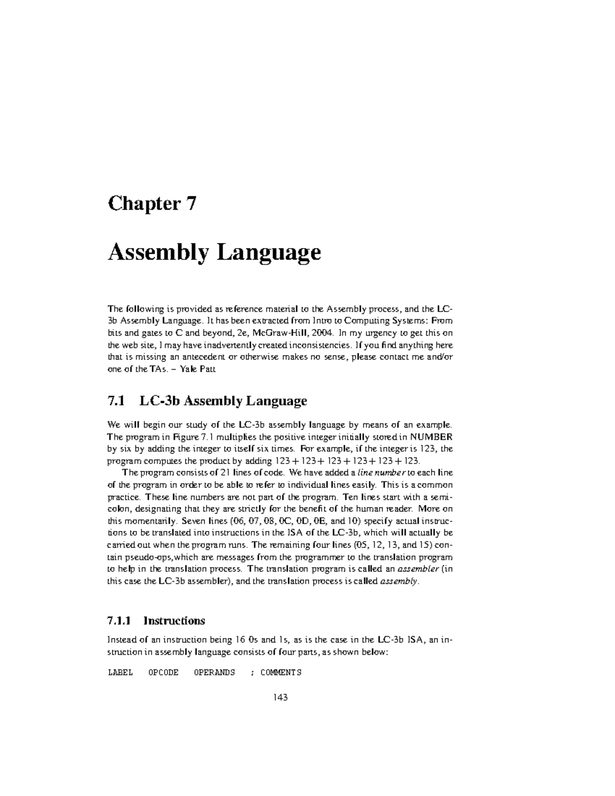 Assembly - It has been extracted from Intro to Computing Systems: From ...