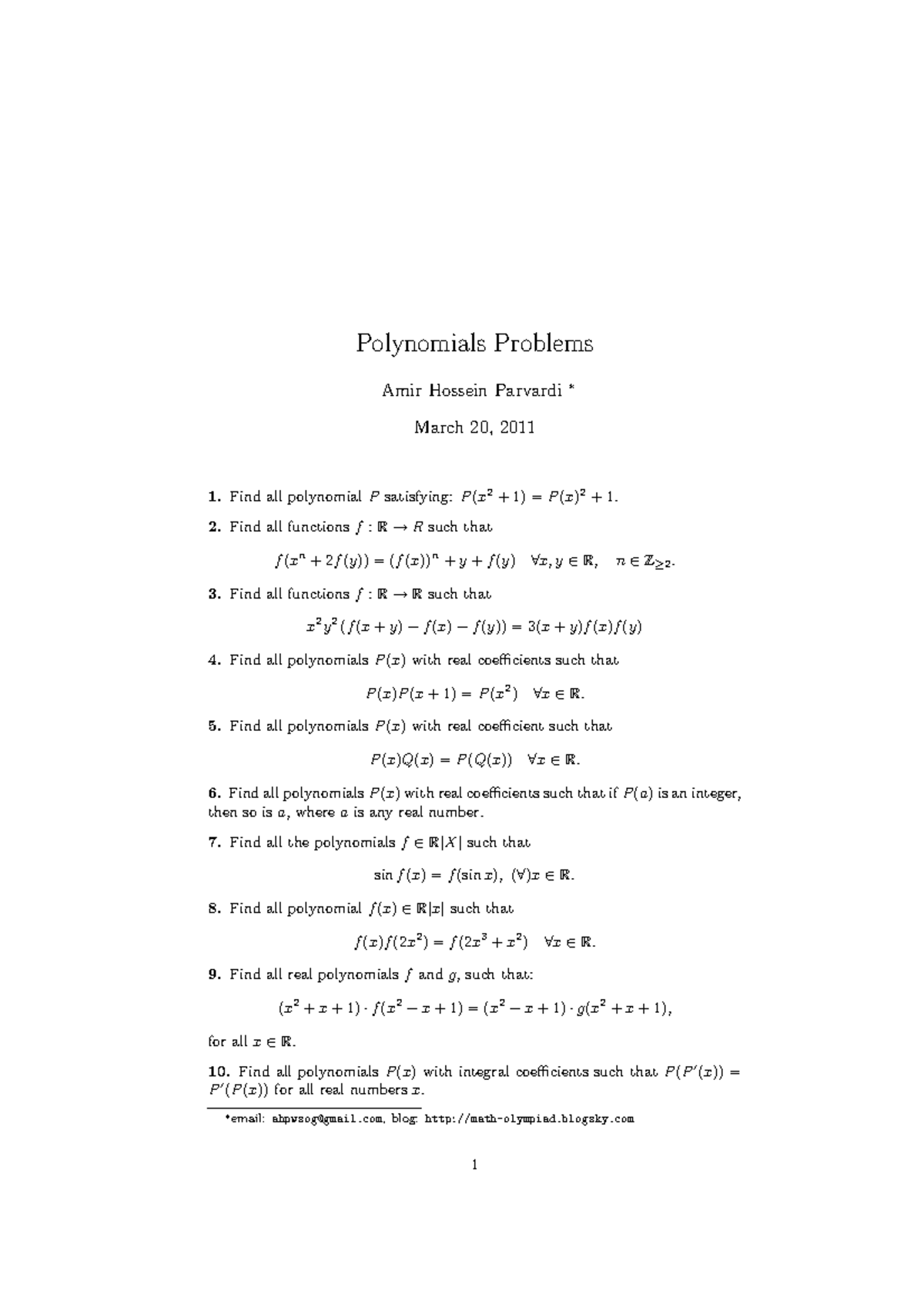 100 Polynomials Problems With Solutions - MATH 95 - Studocu