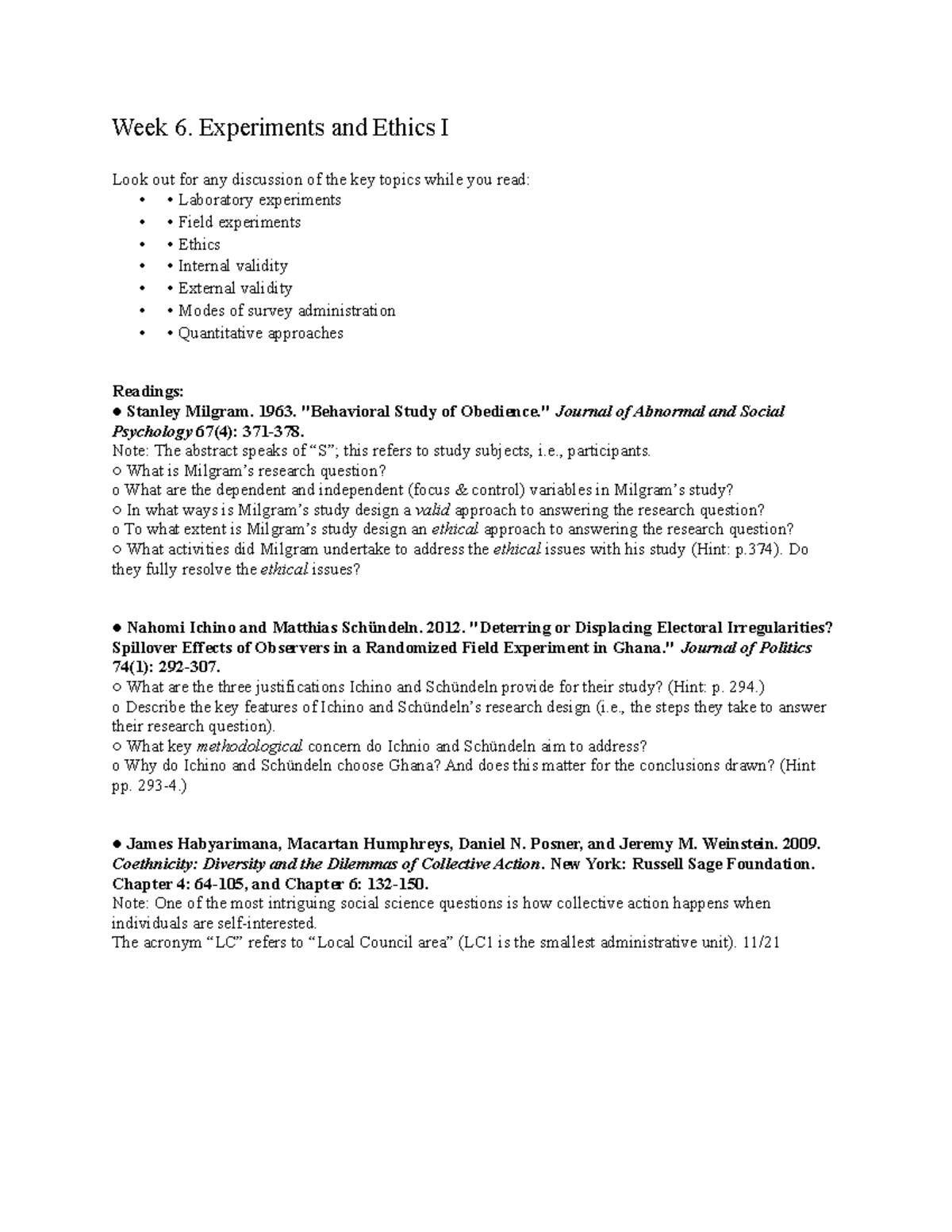 Question - Week 6. Experiments and Ethics I Look out for any discussion ...