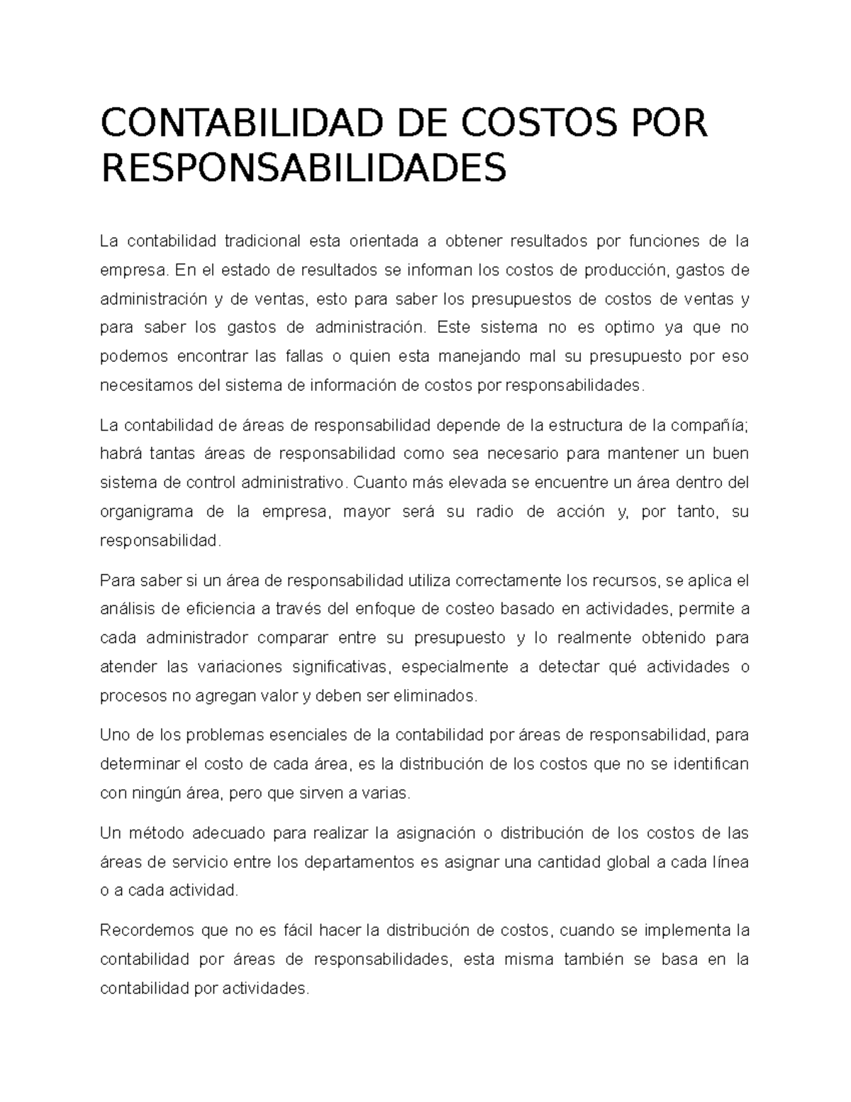 Contabilidad DE Costos POR Responsabilidades - CONTABILIDAD DE COSTOS ...