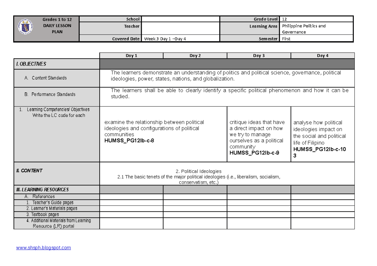 PPG Week c - Political Ideologies and Communities - Grades 1 to 12 ...