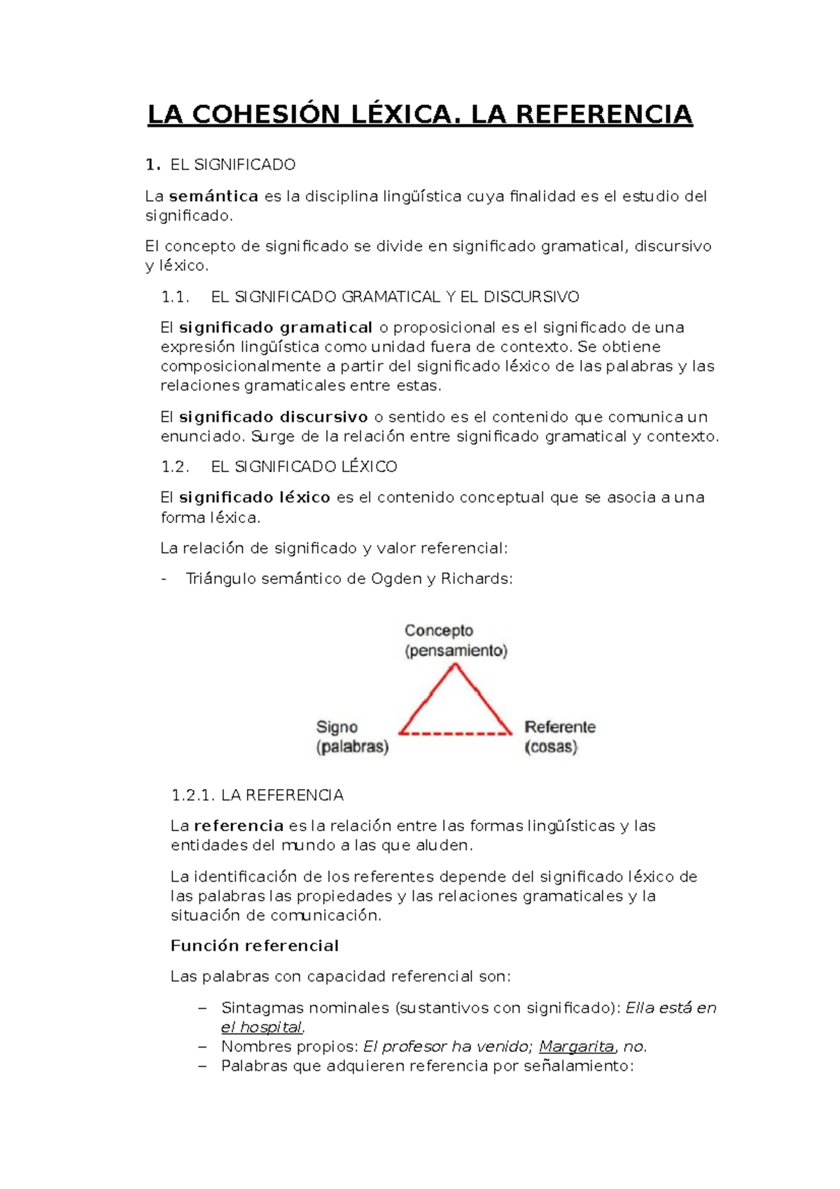 LA Cohesión Léxica I - LA COHESIÓN LÉXICA. LA REFERENCIA 1. EL ...