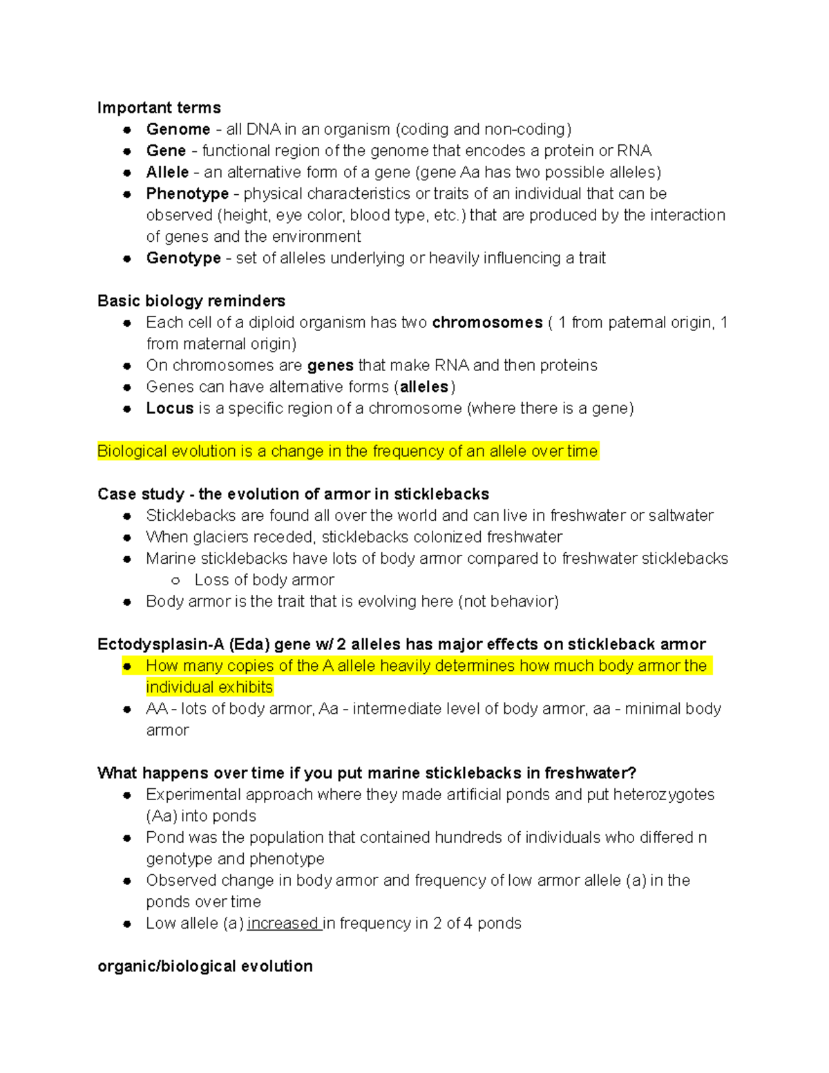 Psych 235 lecture #4 - Biological evolution, natural selection, fitness ...