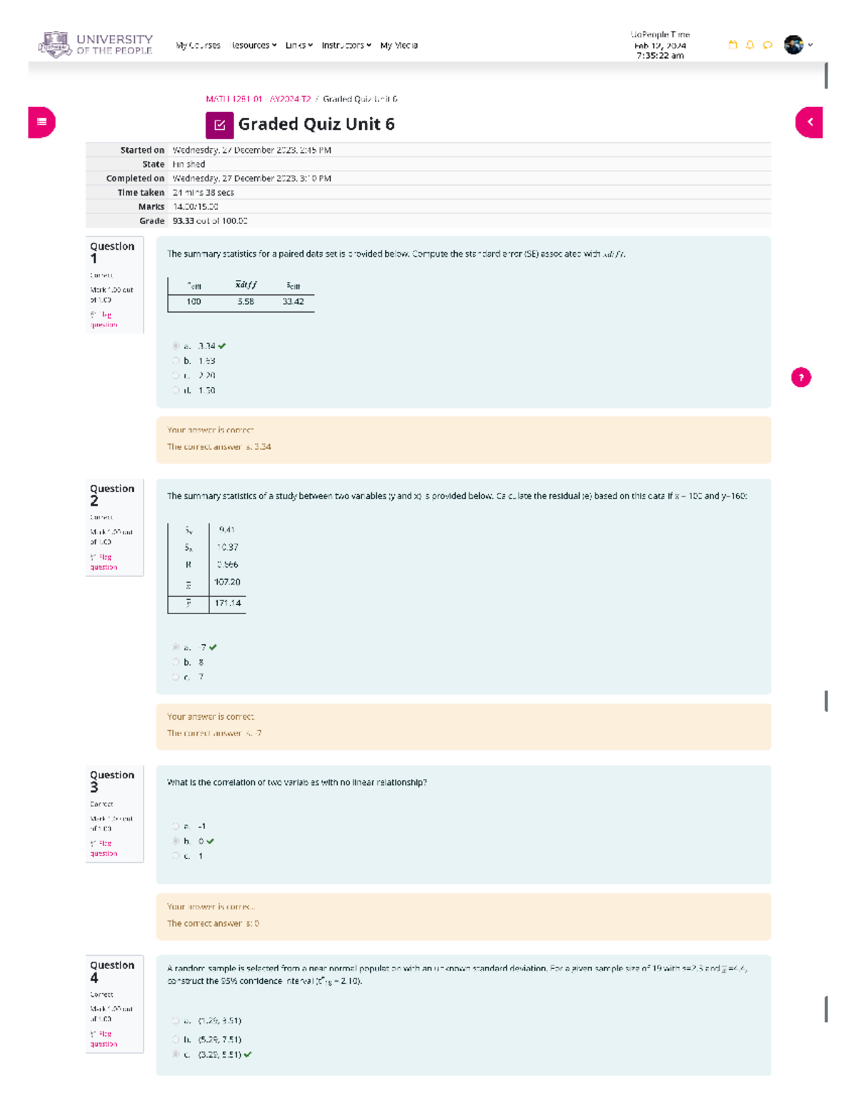 Unit 6 graded quiz - MATH 1281 - Studocu