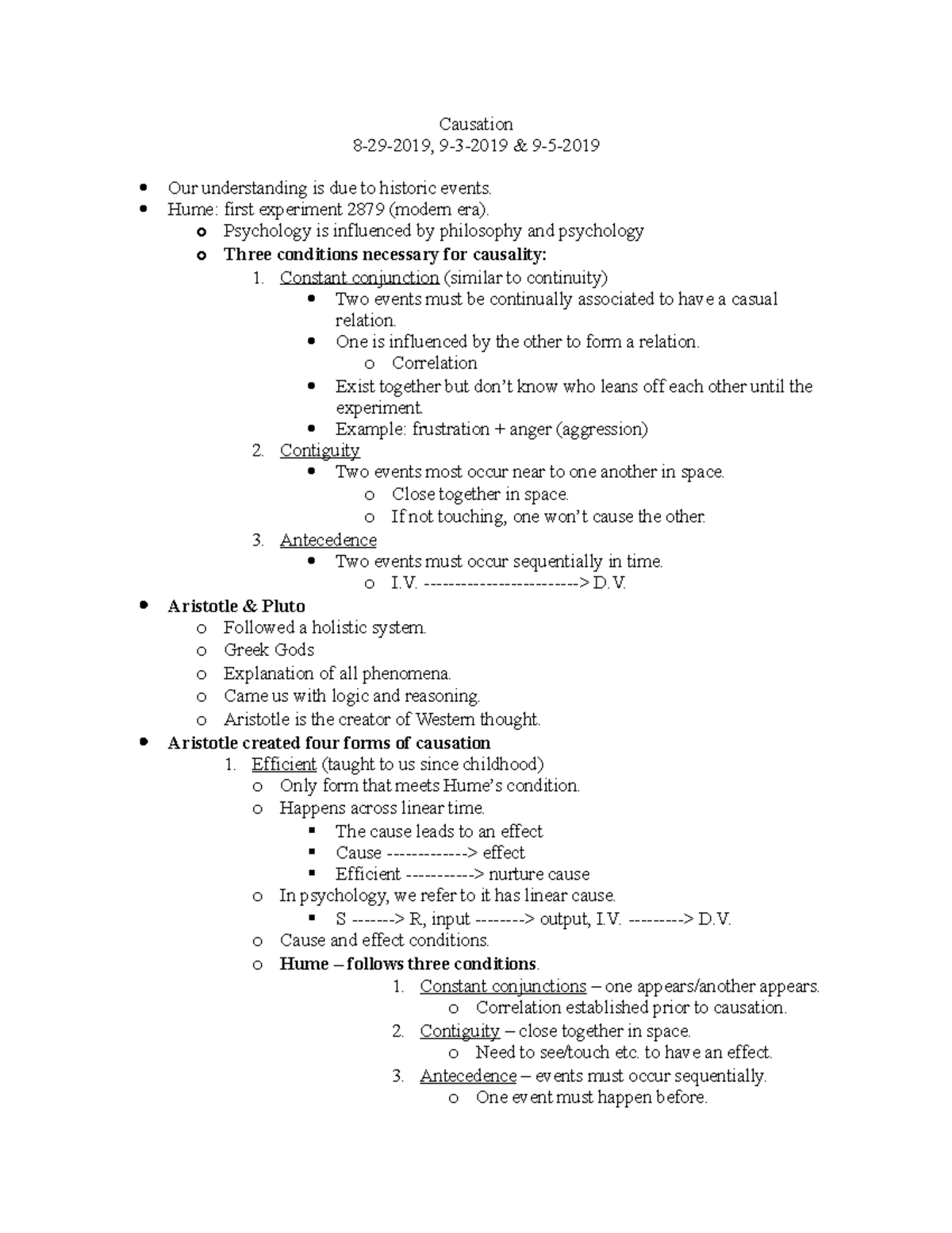Causation Lecture Notes 2 Causation 8 29 2019 9 3 2019 And 9 5 Our Understanding Is Due To