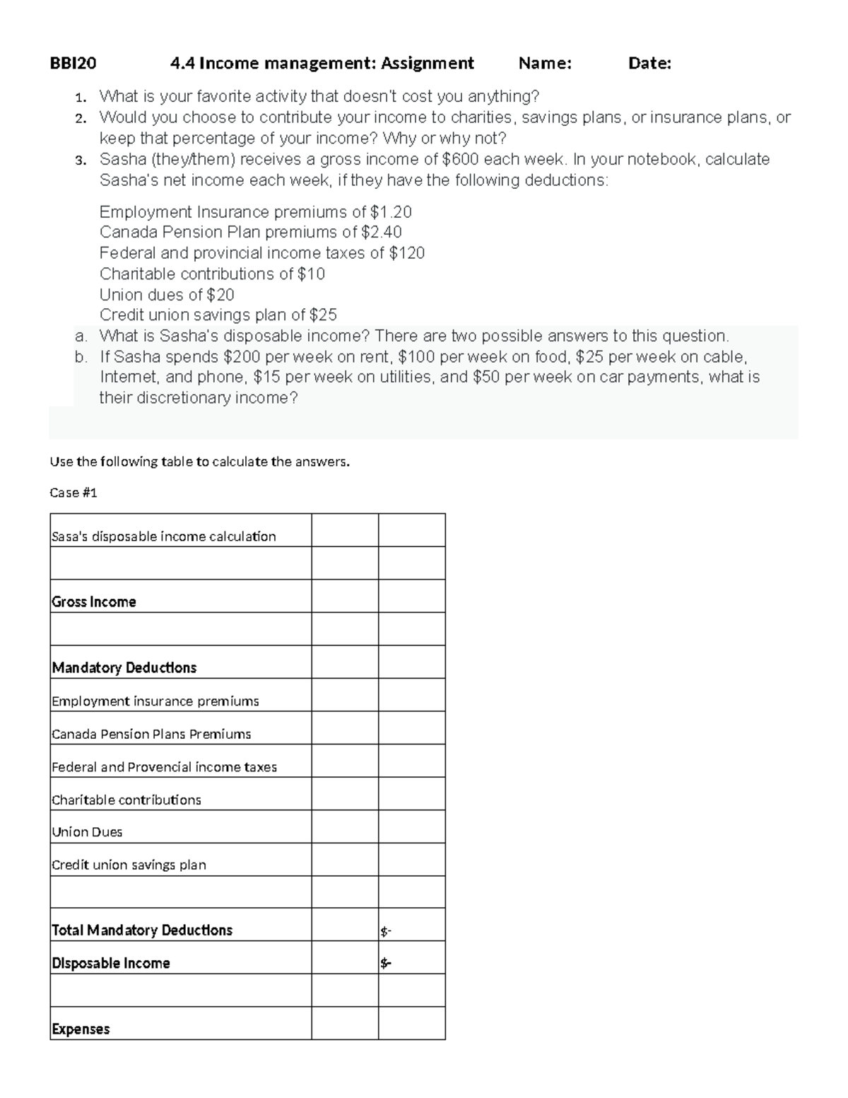4.4 Assignment- Income management - BBI20 4 Income management ...