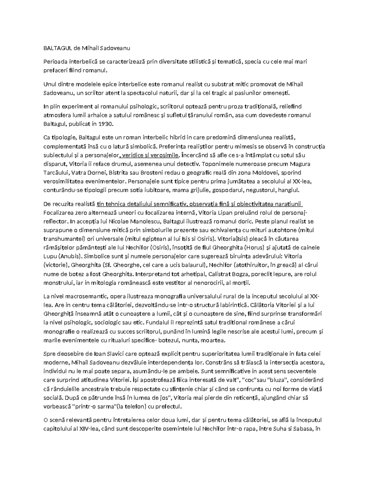 Eseu Baltagul General - BALTAGUL de Mihail Sadoveanu Perioada ...
