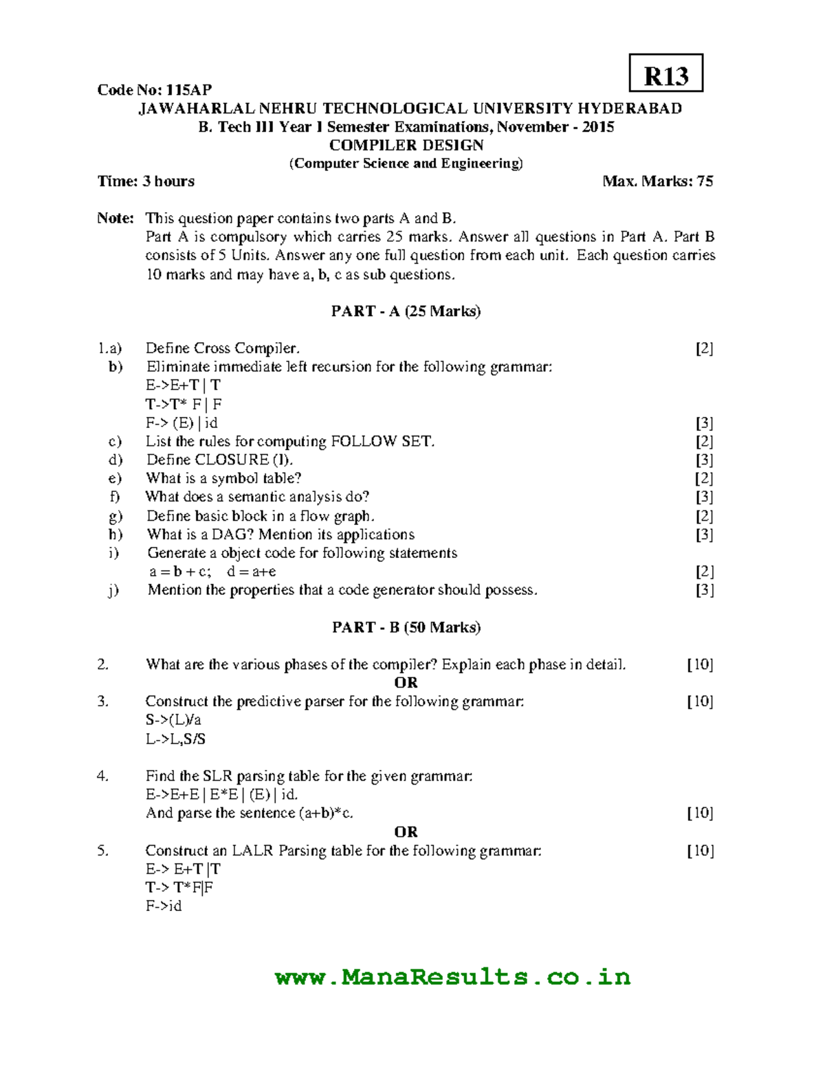 115AP112015 - good - Code No: 115AP JAWAHARLAL NEHRU TECHNOLOGICAL UNIVERSITY HYDERABAD B. Tech ...