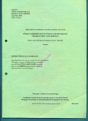 Production Notes CERT Module 1 - CERTIFICATE MODULE ONE. FOOD ...