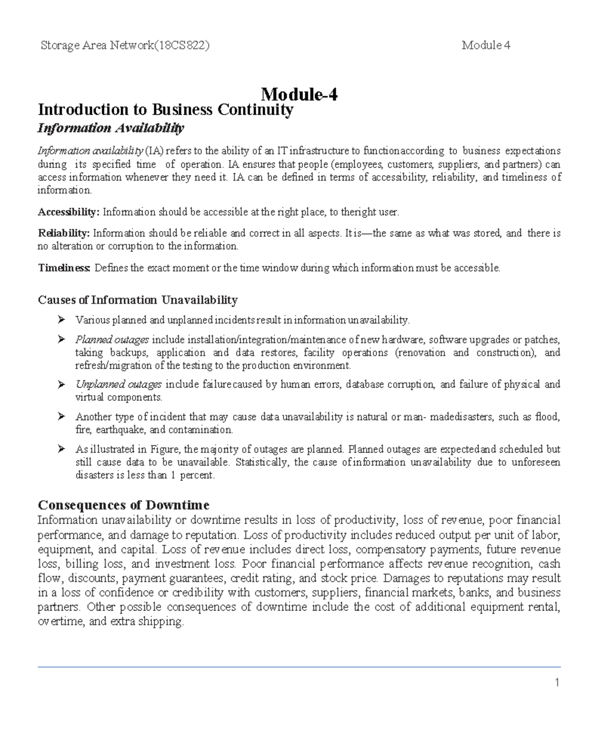 Mod 4 classroom - SAN Notes (18CS822) - Module- Introduction to ...