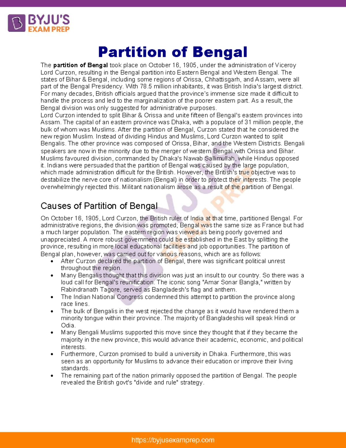 Partition of bengal upsc notes 26 - Partition of Bengal The partition ...