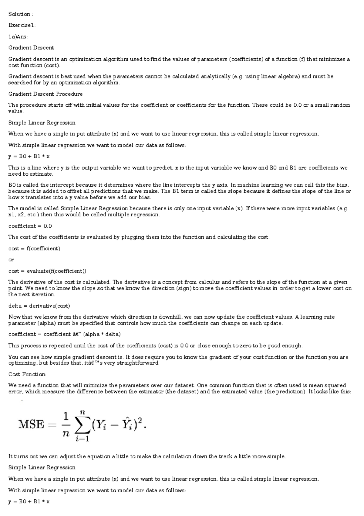 Answer - đáp án - Solution : Exercise1: 1a)Ans: Gradient Descent ...