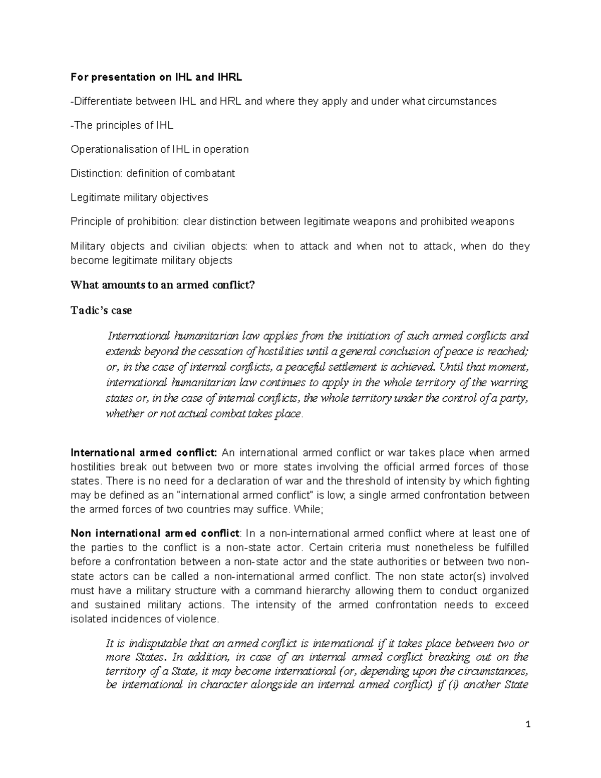 For presentation on IHL and IHRL - For presentation on IHL and IHRL ...