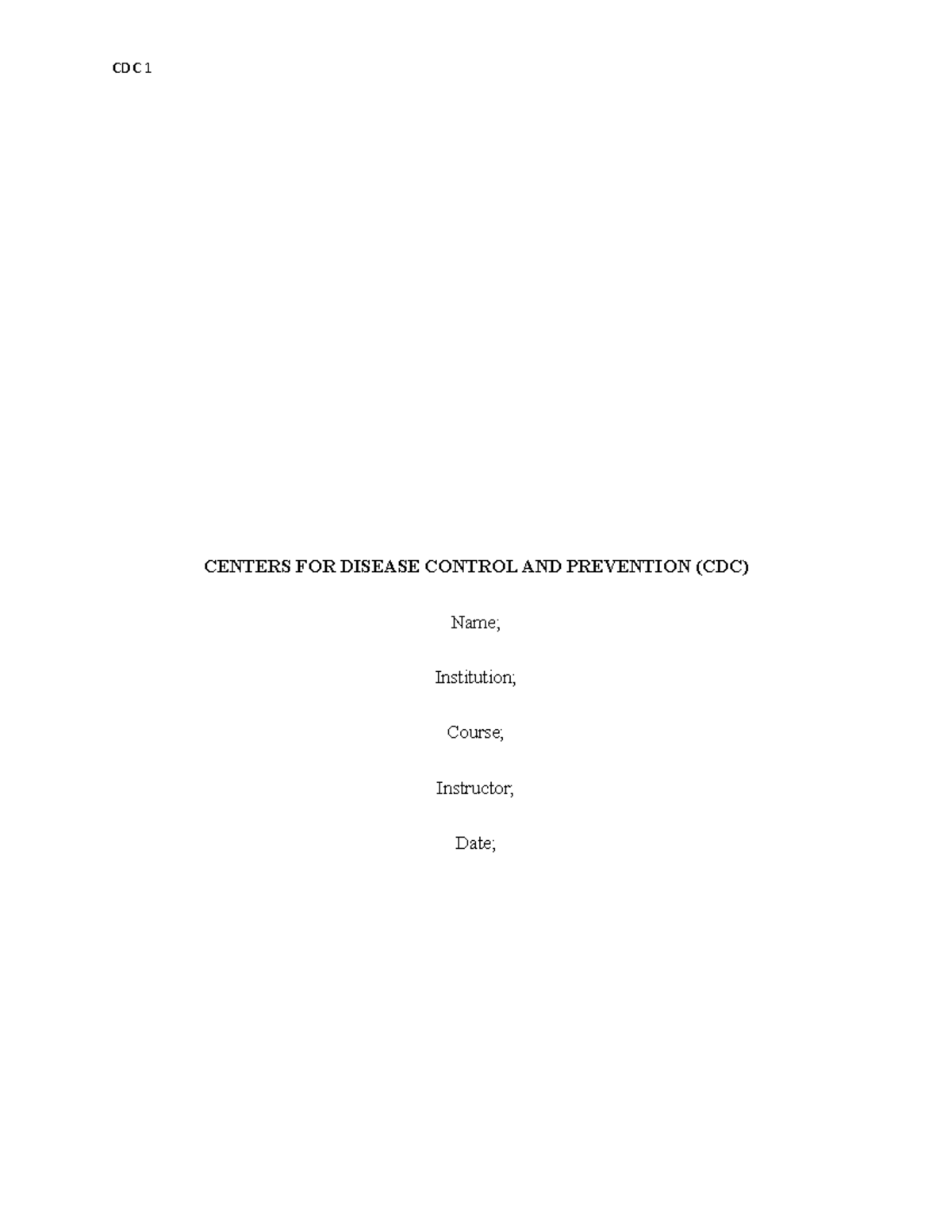Centers FOR Disease Control AND Prevention - CENTERS FOR DISEASE ...