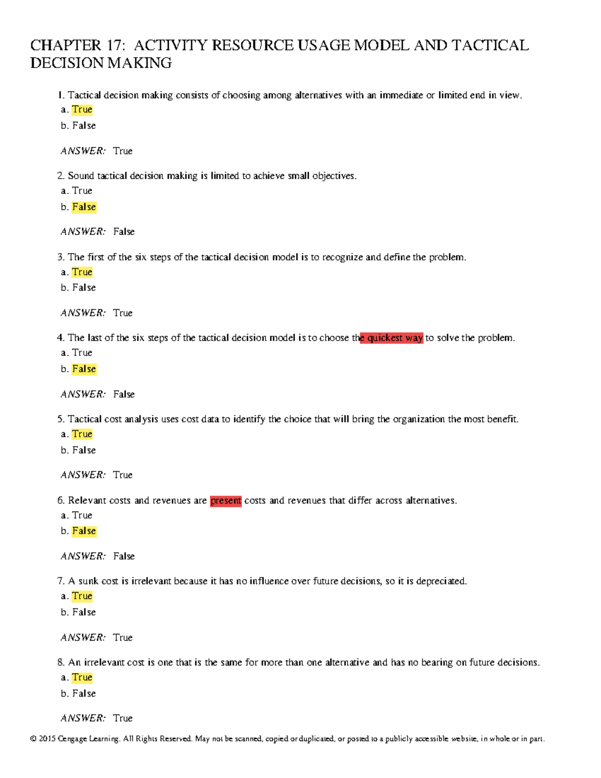 Chapter 7 answer key - CHAPTER 17: ACTIVITY RESOURCE USAGE MODEL AND ...