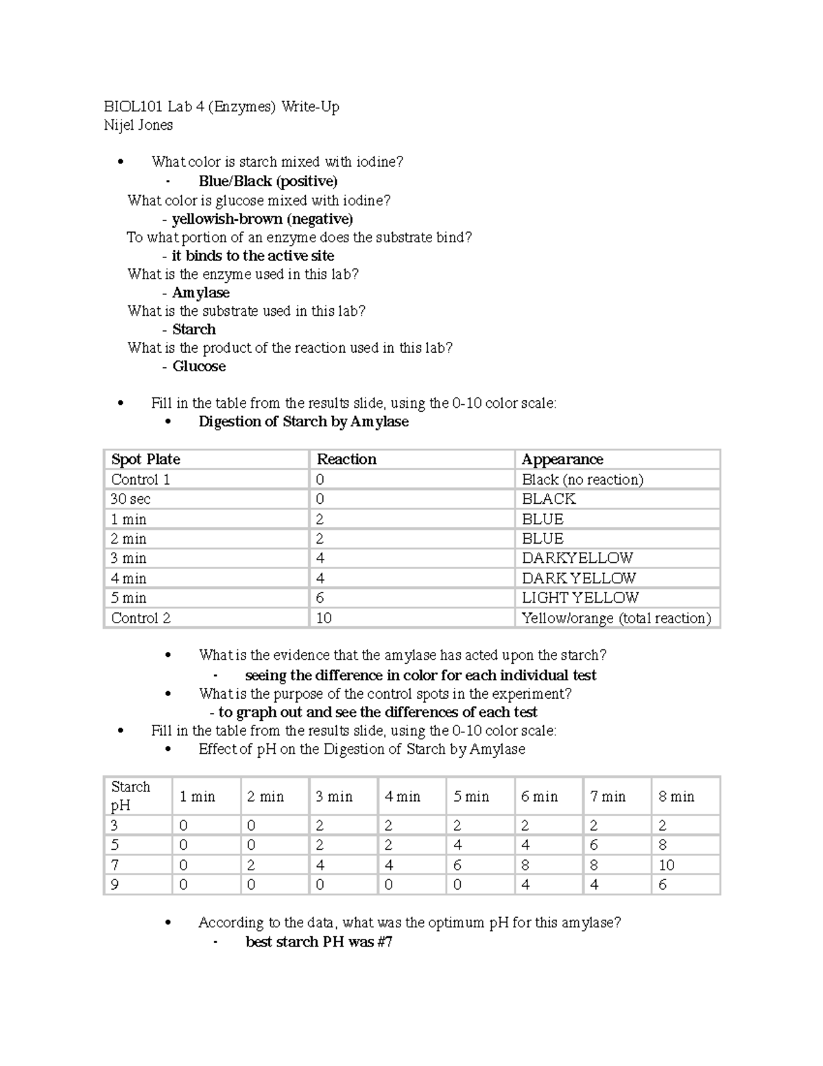 BIOL101 Lab 4 Writeup Remote - BIOL 101 C - Studocu