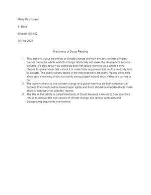 They Say I Say Chapter 2 Summary #1 - Melly Rasmussen S. Bass English ...