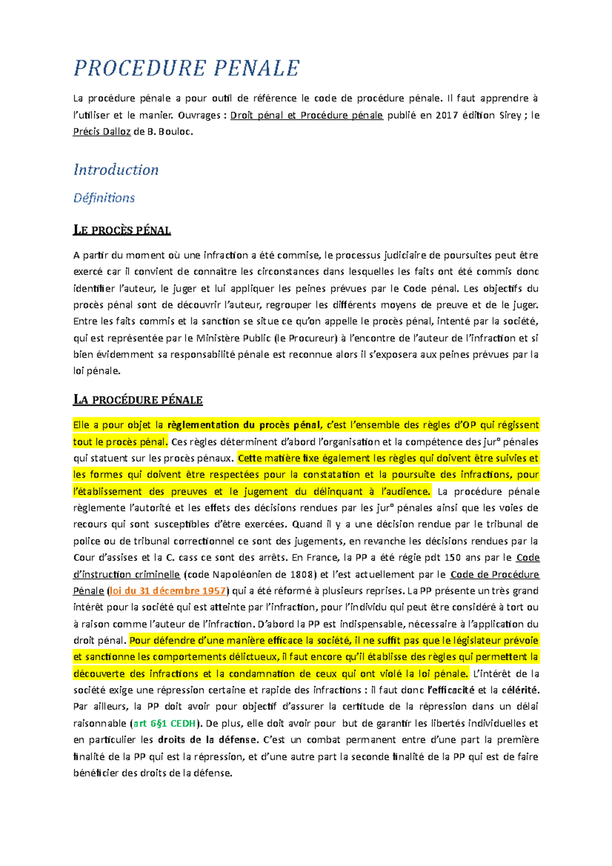 Proc dure-P nale-S2 - PROCEDURE PENALE La procédure pénale a pour outil de référence le code de ...