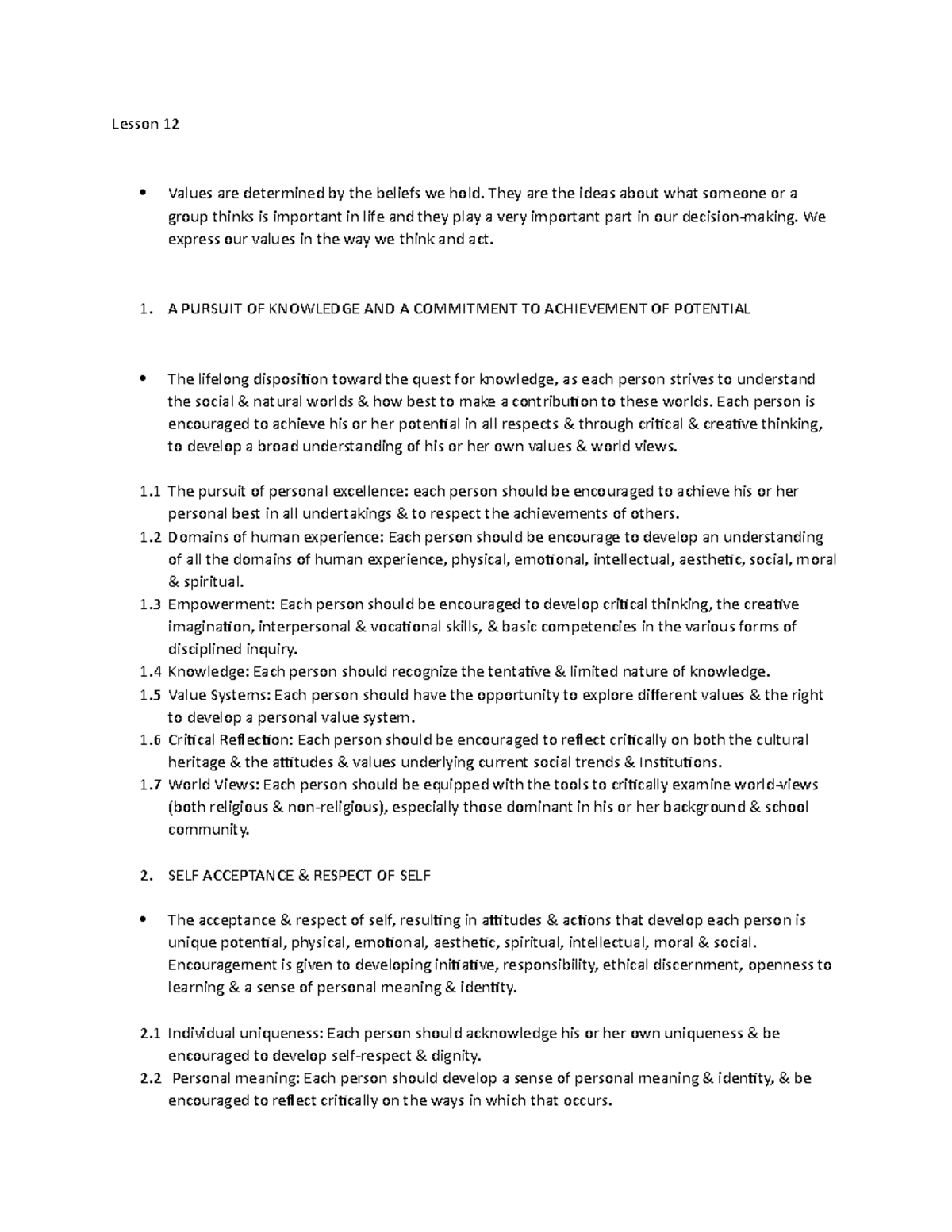 NSTP - Finals - Lesson 12 Values are determined by the beliefs we hold ...