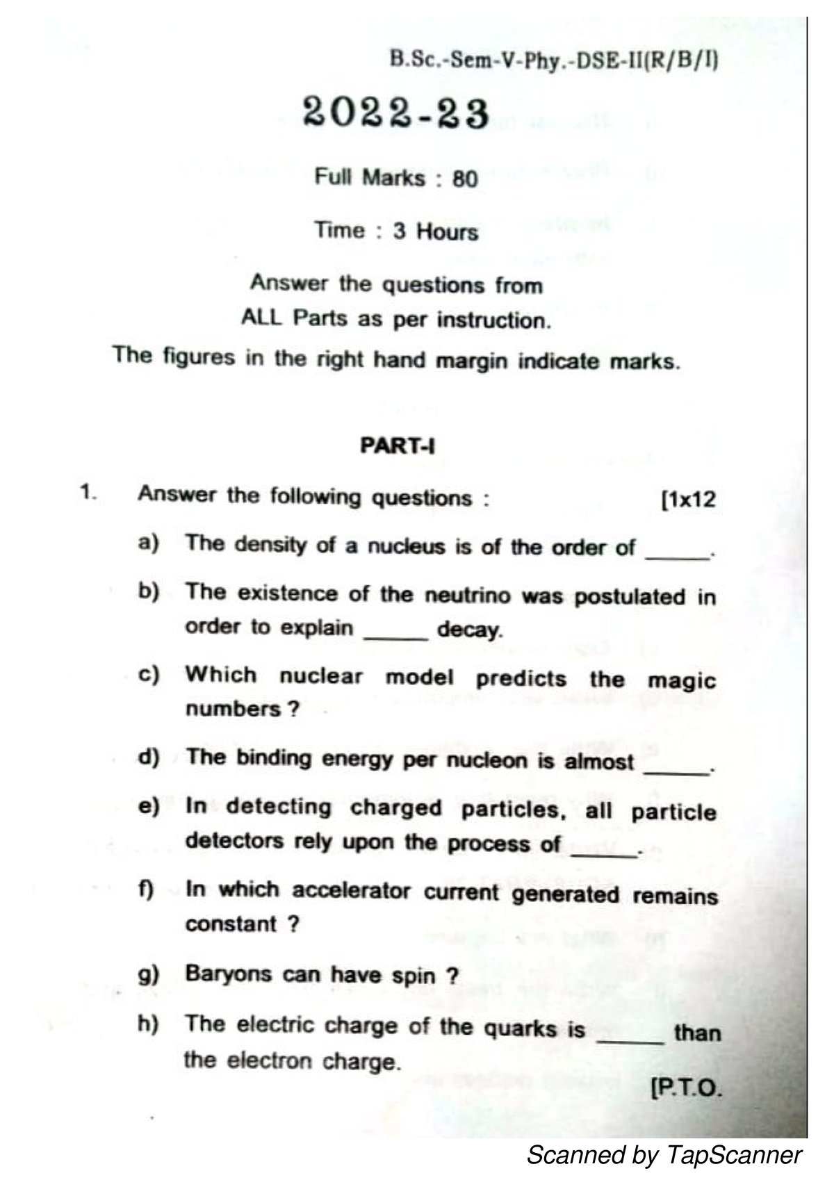 DSE 2 Nuclear & Particle Physics Q Paper - Advance condense matter ...