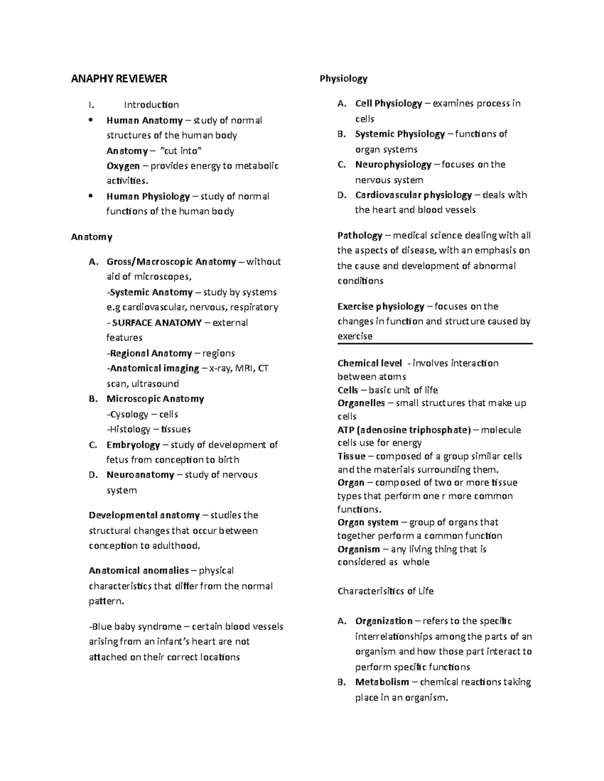 Anaphy reviewer introduction to anatomy to tissues from Seeley's ...