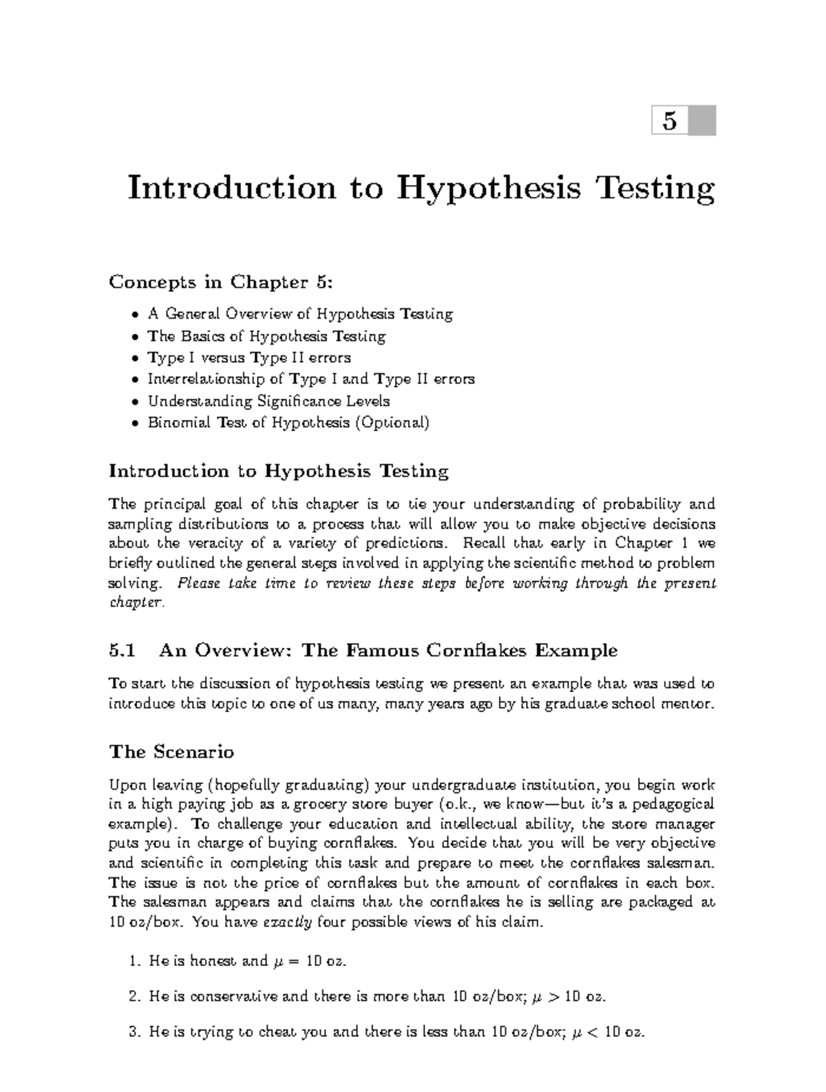 Biostatistic CH5 - 5 Introduction to Hypothesis Testing Concepts in ...
