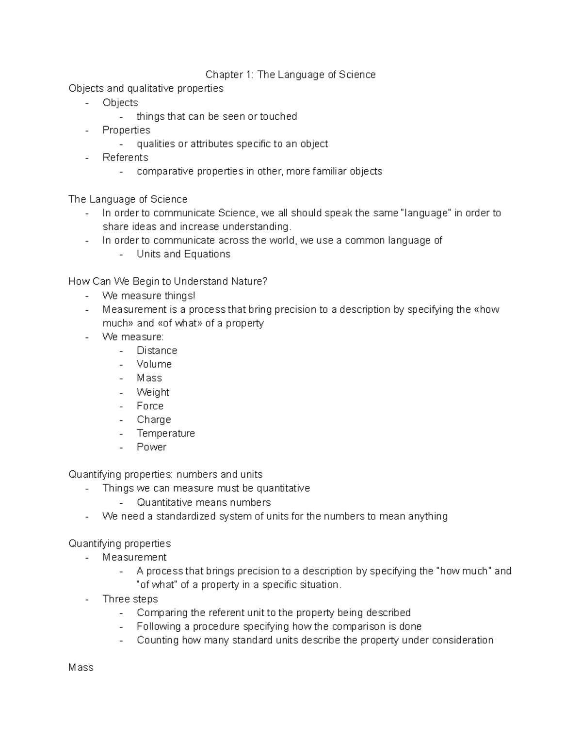 Chapter 1 The Language of Science - Chapter 1: The Language of Science ...