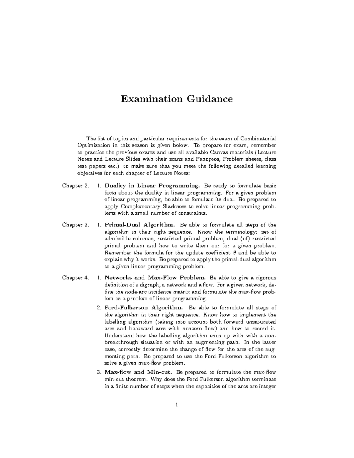 Exam Guidance - Lecture notes 25 - Examination Guidance The list of ...