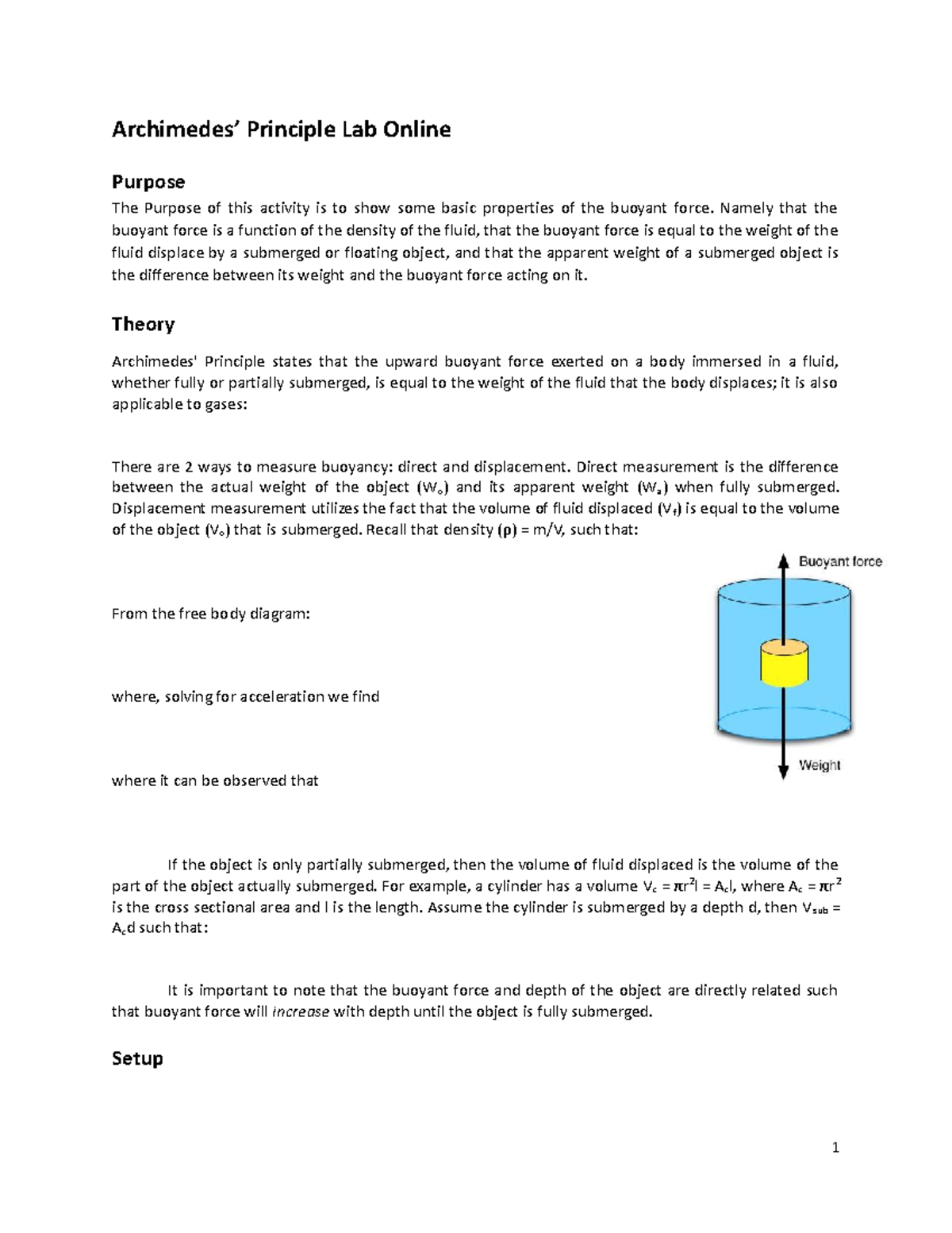 Fall2023 Archimedes' Principle Lab Online-1 - Archimedes’ Principle Lab ...