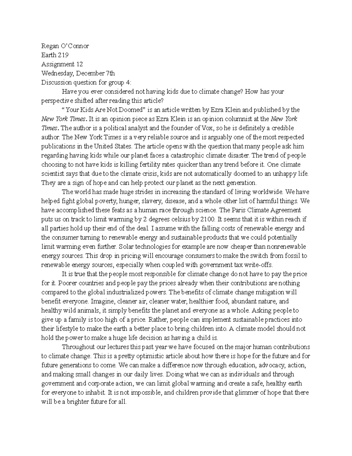 A12 Earth 219 - assignment 12 - Regan O’Connor Earth 219 Assignment 12 ...