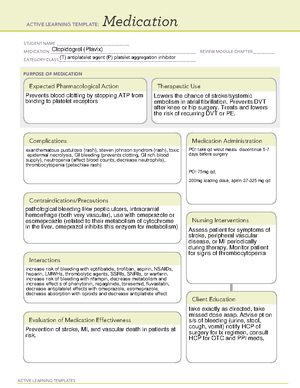 Rivaroxaban - medss - ACTIVE LEARNING TEMPLATES Medication STUDENT NAME ...