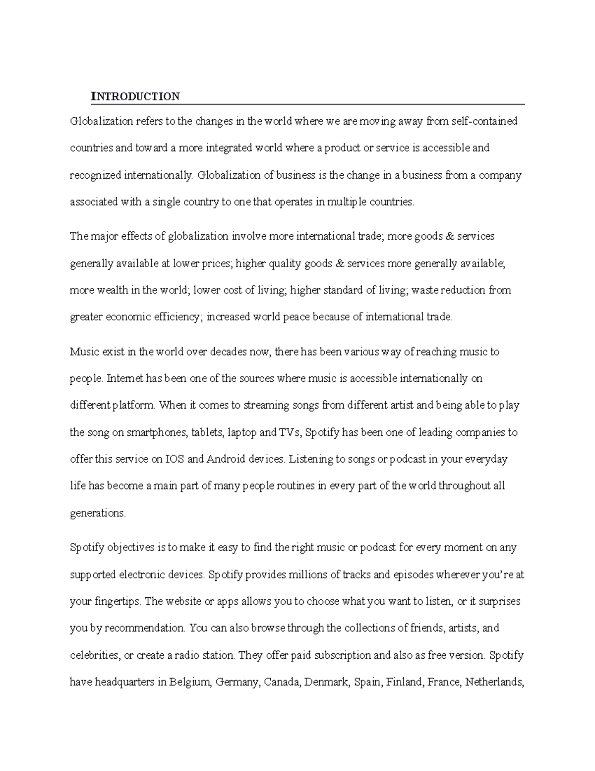 Globalization Assignment - INTRODUCTION - Studocu