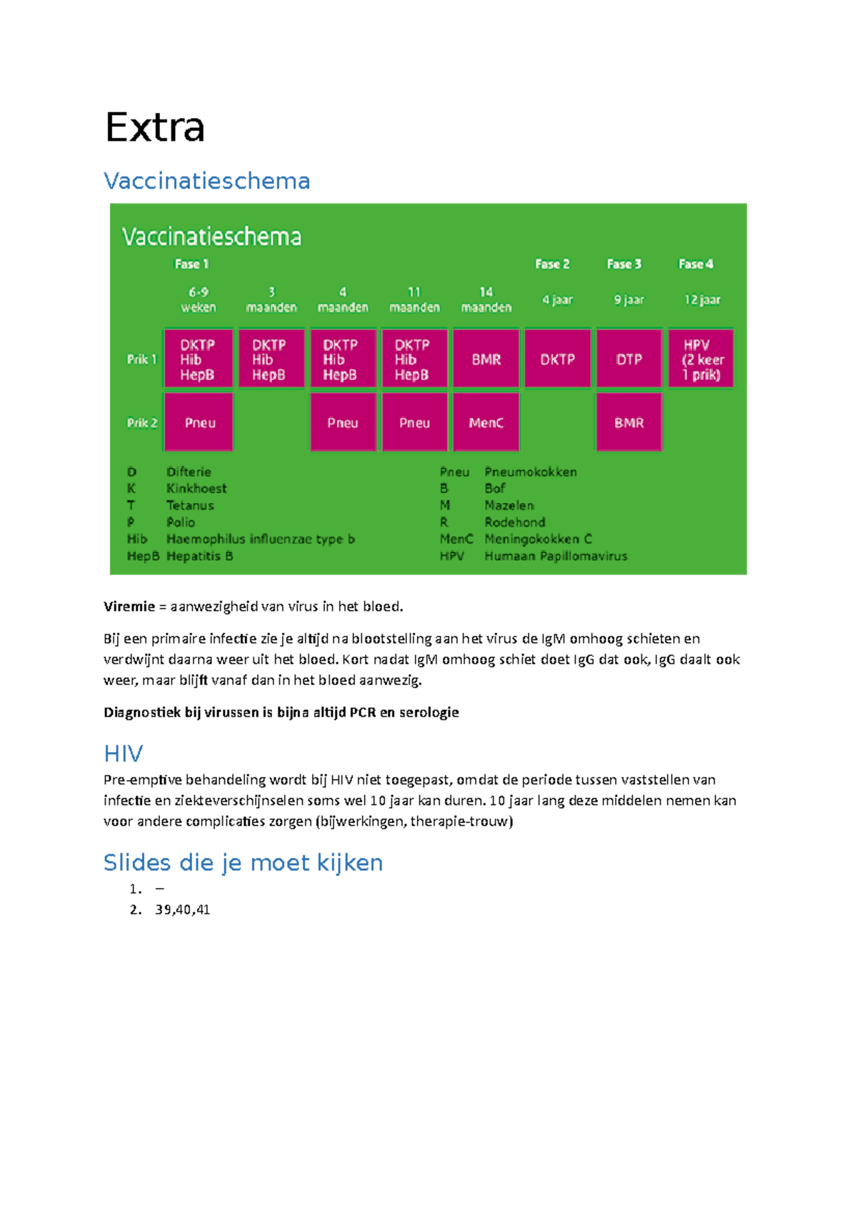 Samenvatting Virologie - Extra Vaccinatieschema Viremie = aanwezigheid ...