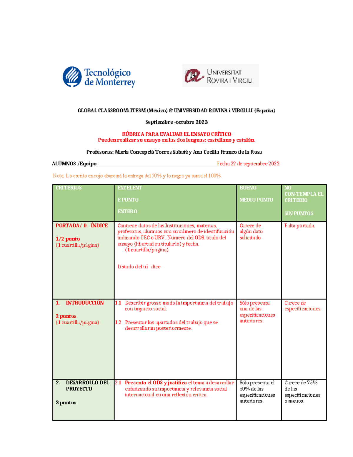 Ok Rúbrica Ensayo - Global Classroom.docx - Documents de Google(3 ...