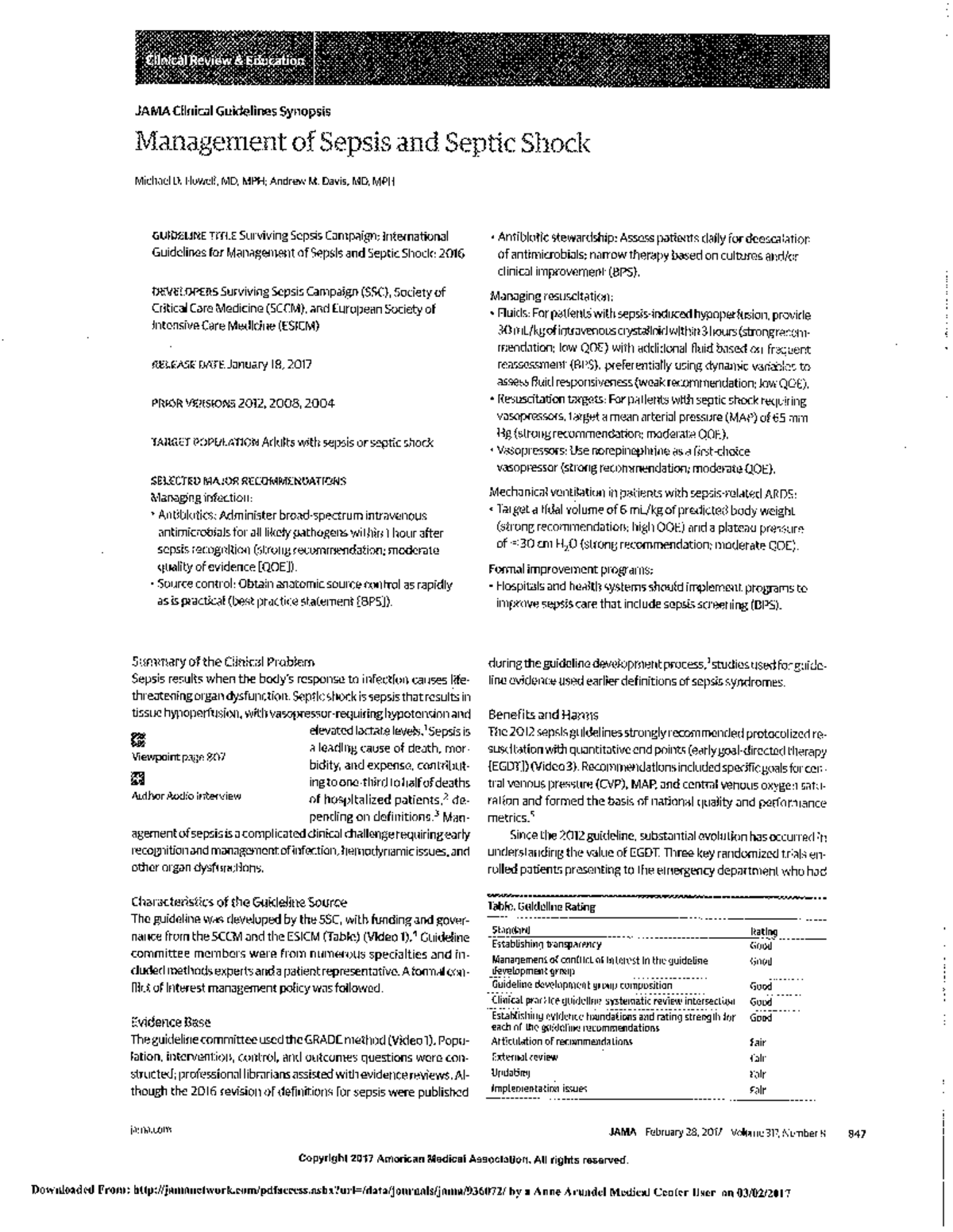 Sepsis Review Guide 2017 - ciencias naturales - Studocu