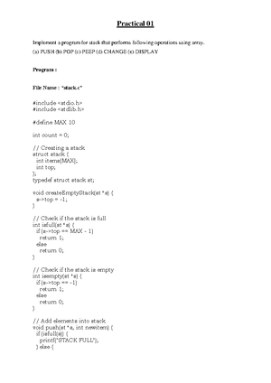 Practicals - DS Practical's 2list - Practical :- 1 Aim:- Introduction to pointers. Call by Value ...