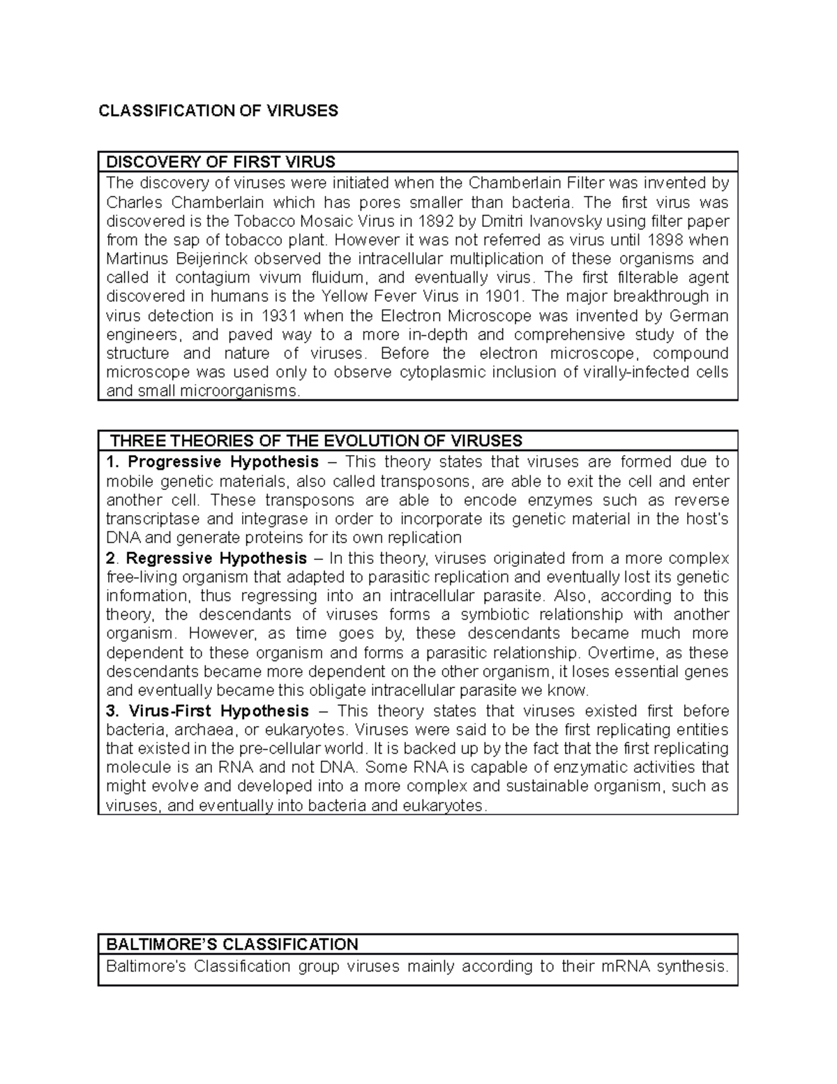 VIRO - Classification OF Viruses - CLASSIFICATION OF VIRUSES DISCOVERY OF FIRST VIRUS The ...