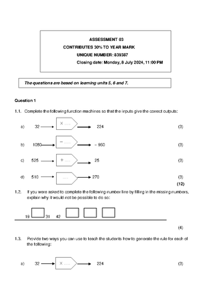 OPM1501 Assignment 2 Memo 2024 - OPM ASSIGNMENT DUE DATE: 21 JUNE ASSESSMENT 02 UNIQUE NUMBER ...
