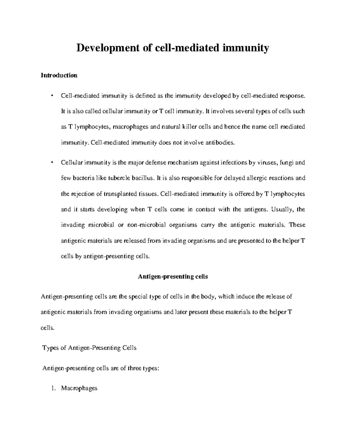 Development of cell mediated immunity - Development of cell-mediated ...