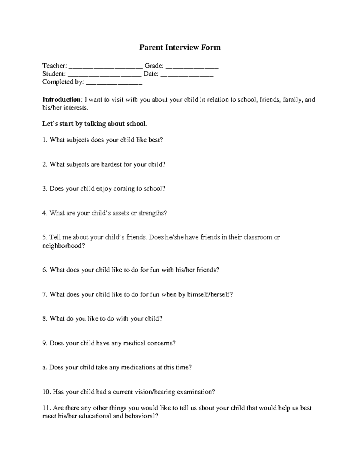 1b03ec873d8b1bf3f11bbf995d5a6b89 - Parent Interview Form Teacher ...