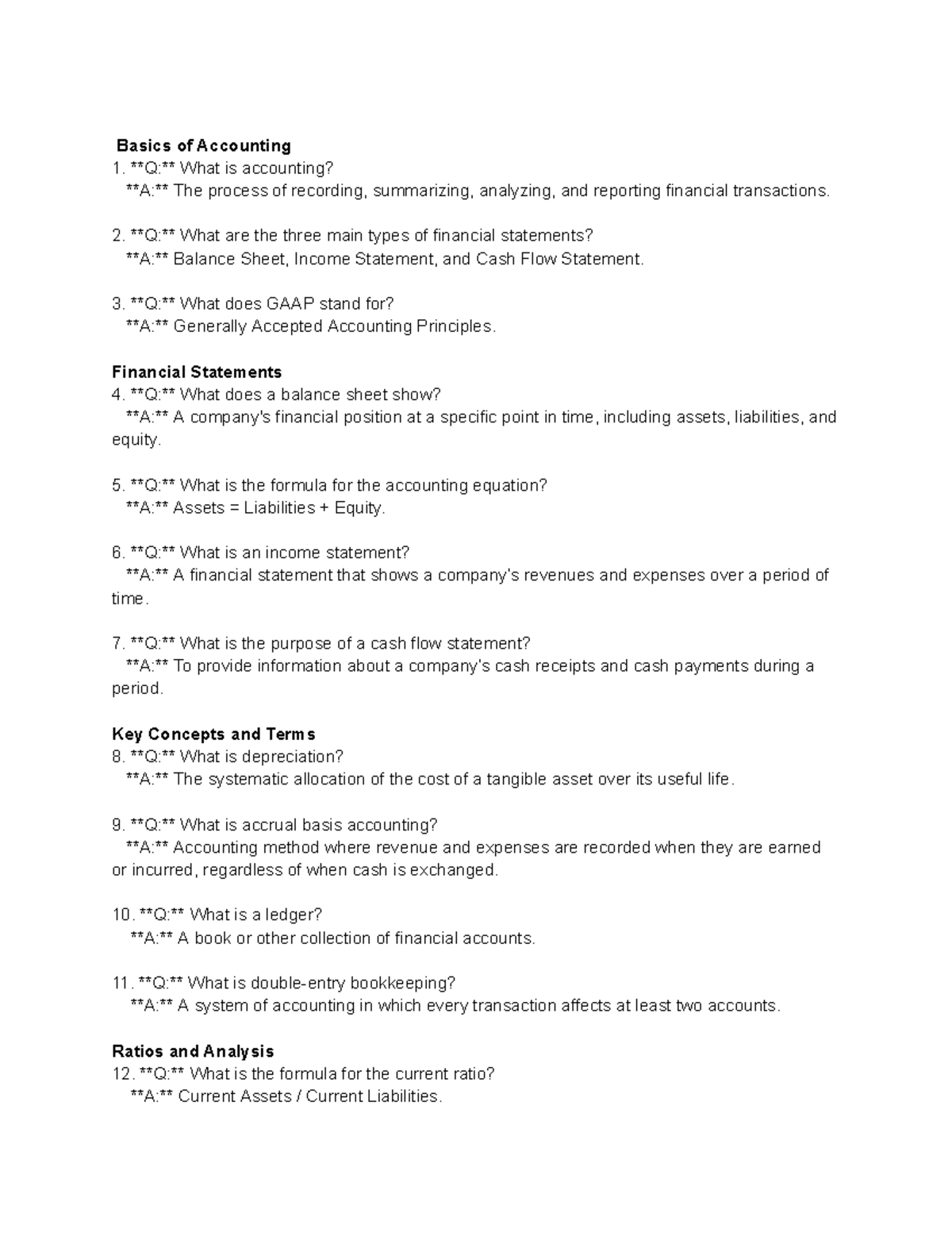 Accounting Flashcards Part 1 - Basics of Accounting Q: What is ...