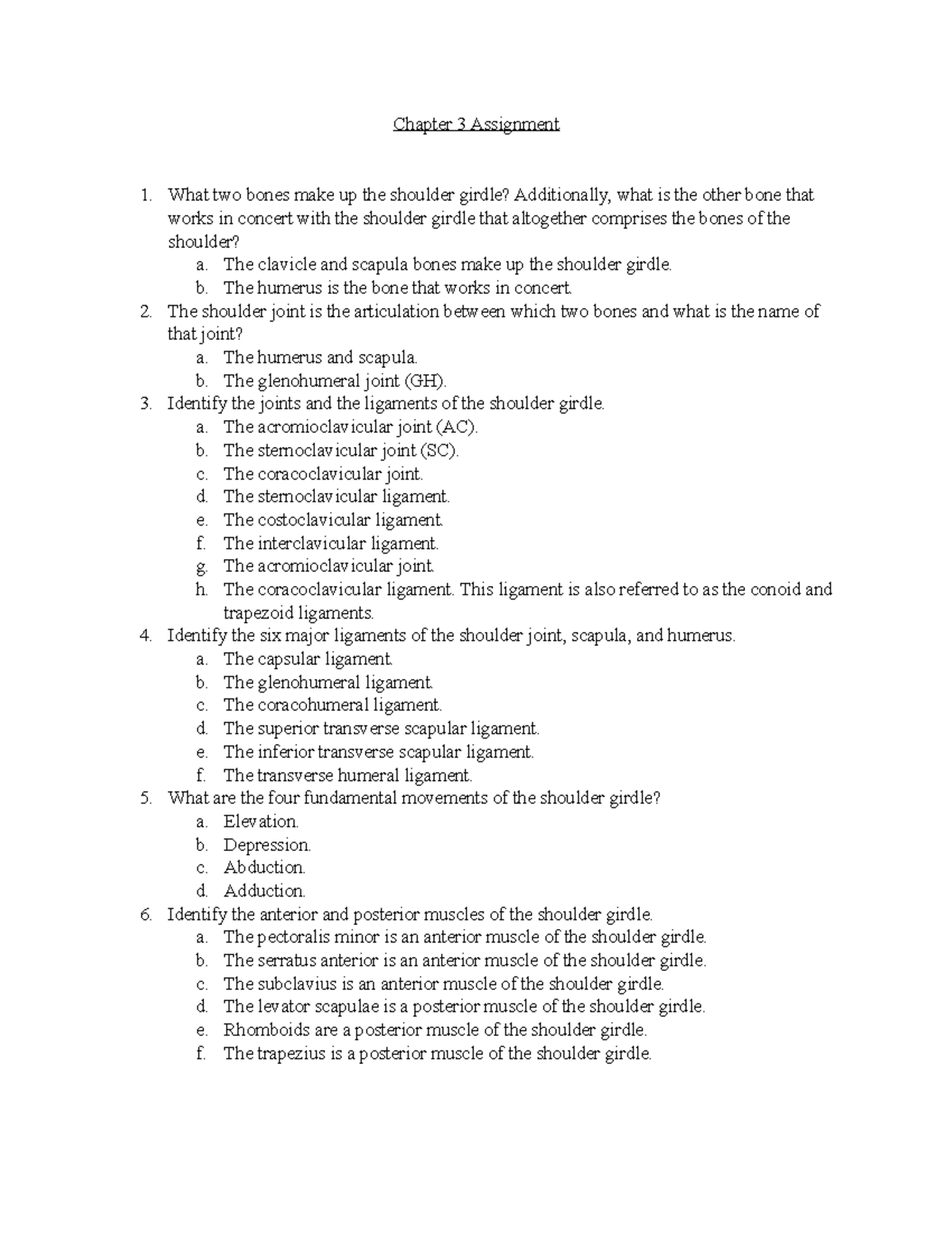 Assignment 3 Kinetic Anatomy Chapter 3 Assignment What Two Bones 