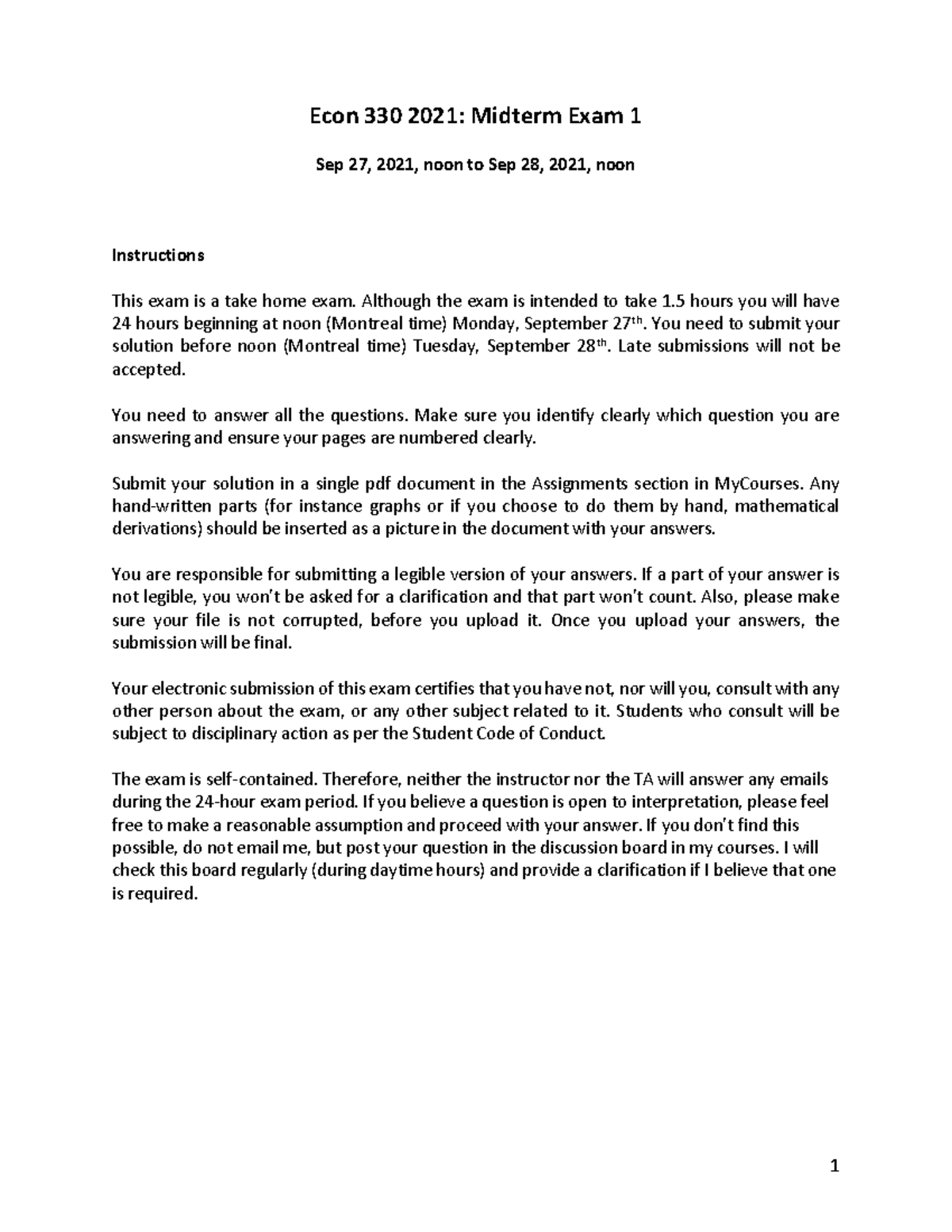 Econ 330 2021 Exam 1 - assignments - 1 Econ 330 2021: Midterm Exam 1 ...